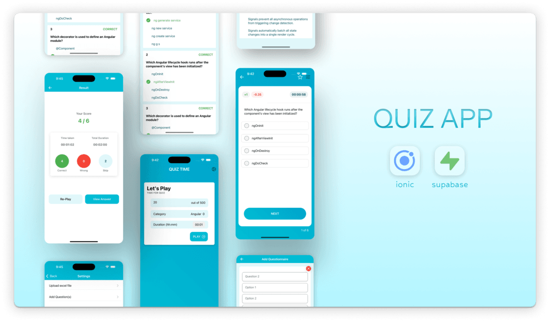 Ultimate Quiz App UI Template - Built with Ionic & Supabase | Dynamic Forms, Excel Upload ...
